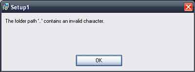 Error al instalar – «The folder path ‘..’ contains an invalid character ...